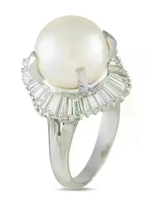 LB EXCLUSIVE Platinum Pearl And Diamond Ring - Silver
