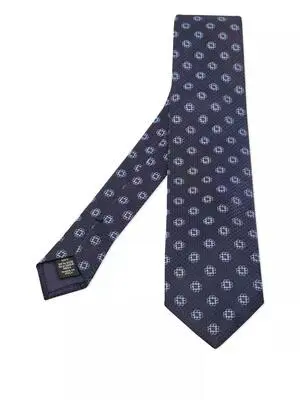 Ermenegildo Zegna Silk Floral Neck Tie - Blue