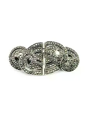 JENNIFER GIBSON JEWELLERY 1930s Art Deco Marcasite Dress Clip - Silver