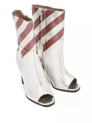 ANYA HINDMARCH Striped Peep-toe Ankle Boots