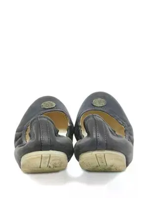 Prada Navy Blue Leather Round Toe Ballet Flats