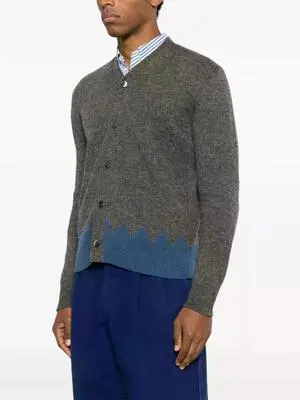 Comme Des Garçons Contrast-trim Cardigan - Grey