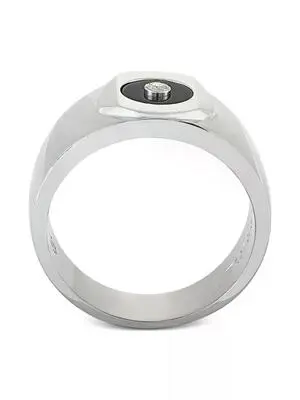 CHARRIOL Sterling Diamond And Onyx Band Ring
