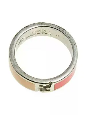 Fendi Tone Enamel Detail Flat Band Ring