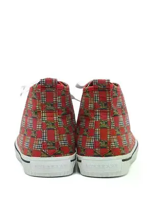 Burberry High Top Sneakers With Checked Pattern