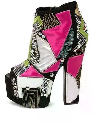 GIUSEPPE ZANOTTI Embellished Block Heel Boots - Black