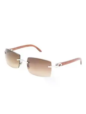 Cartier Wood Rimless Sunglasses - Silver