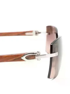 Cartier Wood Rimless Sunglasses - Silver