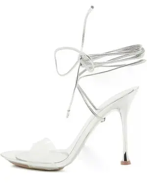 GIANVITO ROSSI Pre-owned 110mm Strappy Metallic-effect Sandals - Silver