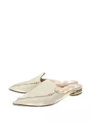 NICHOLAS KIRKWOOD Beya Pointed-toe Flat Mules - Neutrals