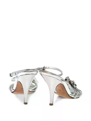 BALDININI Metallic Leather Crystal Embellished Stiletto Sandals