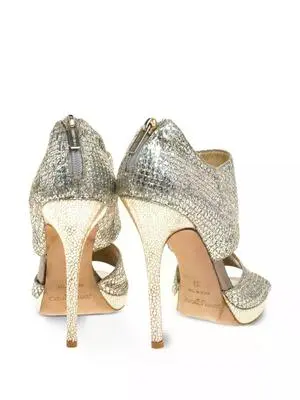 JIMMY CHOO Glitter Embellished Platform High Heel Sandals