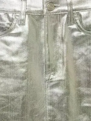 FRAME Metallic Denim Skirt - Silver