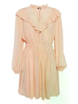 Maje Ruffled Neckline Mini Dress - Neutrals