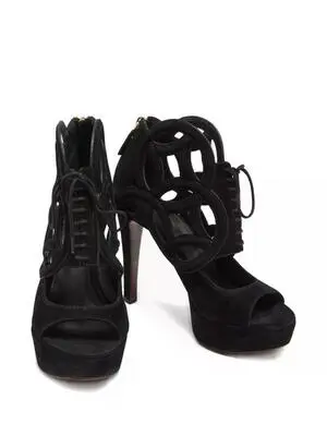 LOUIS VUITTON Suede Cut-out Heeled Sandals