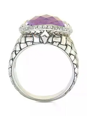 SCOTT KAY Tone Sterling Woven Amethyst And Diamond Ring