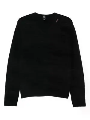Gianfranco Ferre Ribbed V-neck Long Sleeve Sweater