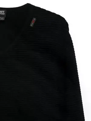 Gianfranco Ferre Ribbed V-neck Long Sleeve Sweater