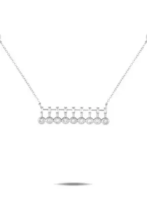 LB EXCLUSIVE 14k White Gold Diamond Bar Necklace - Silver