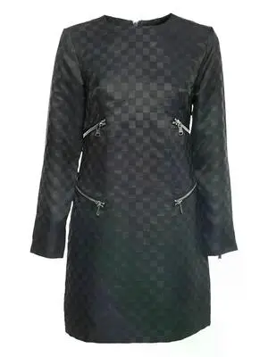 Marc Jacobs Checkered Zip-detail Mini Dress - Black