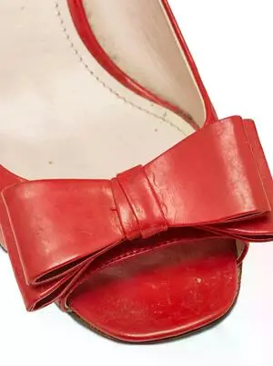 Miu Miu Leather Bow Detail Peep Toe Pumps