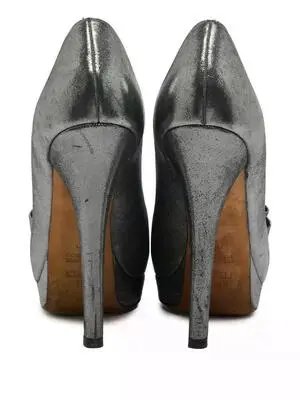 Fendi Peep-toe Metallic Pumps With Bow Detailing