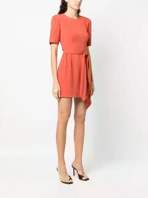 Giorgio Armani 1980s Silk Blend Minidress With Tied Waist - Orange