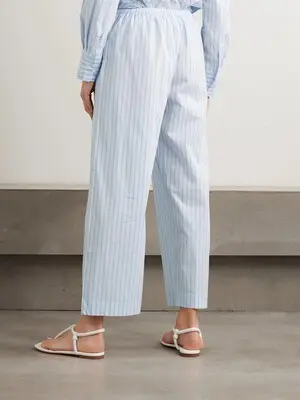 DEIJI STUDIOS Ease Striped Organic Cotton-poplin Trousers - Blue