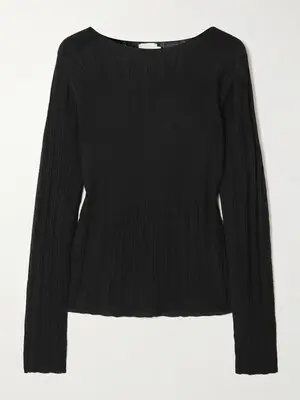 DEIJI STUDIOS Open Work Ribbed Top - Black