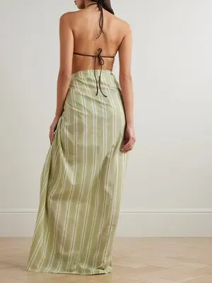 Faithfull The Brand Lomas Striped Cotton Pareo - Green