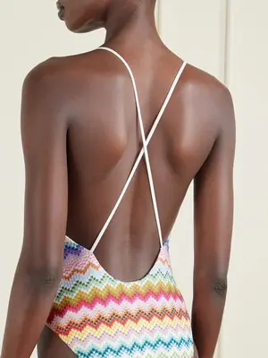 Missoni Striped Metallic Crochet-knit Swimsuit - Multi