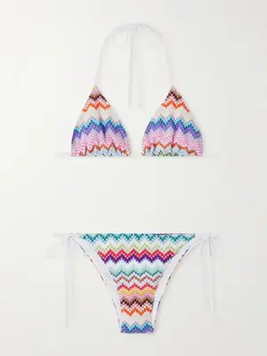 Missoni Striped Metallic Crochet-knit Triangle Bikini - Multi