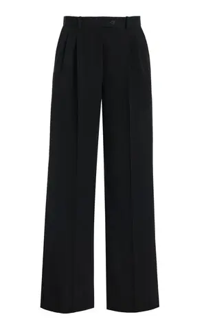 THE ROW Virgil Pleated Wool Trousers - Black