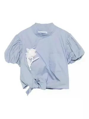 SELF-PORTRAIT Floral Appliqué Blouse - Blue