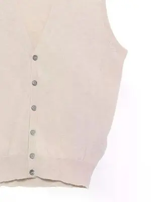 DELL'OGLIO Sleeveless V-neck Cardigan - Neutrals