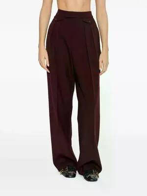 Chloé Deep Purple Wool Buttoned Pleated Trousers