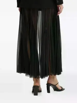 A.L.C. Pleated Midi Skirt With Sheer Panelling