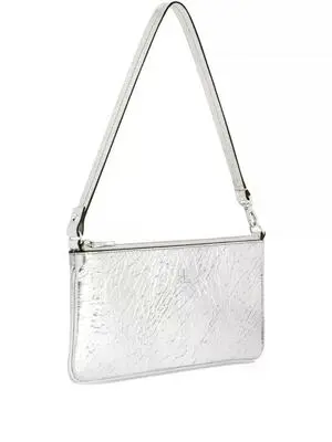 COURREGES Zipped Leather Shoulder Bag - Silver