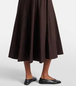 Staud Pleated Cotton Midi Dress - Brown