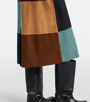 Rixo Patchwork Suede Coat