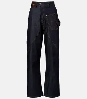 JW Anderson Embroidered High-rise Straight Jeans - Blue
