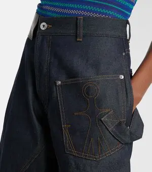 JW Anderson Embroidered High-rise Straight Jeans - Blue