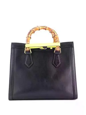 Gucci Diana Small Bamboo Handle Leather Tote Bag - Black