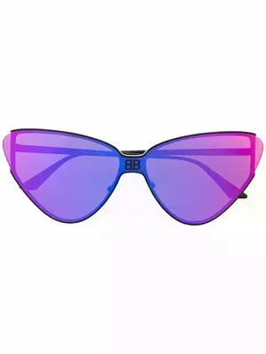Balenciaga Metal Cat Eye Frame Sunglasses - Black
