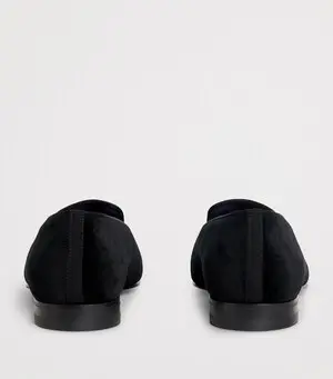Ralph Lauren Purple Label Velvet Crest-embellished Slippers