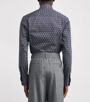 Eton Cotton Twill Geometric Print Contemporary Fit Shirt
