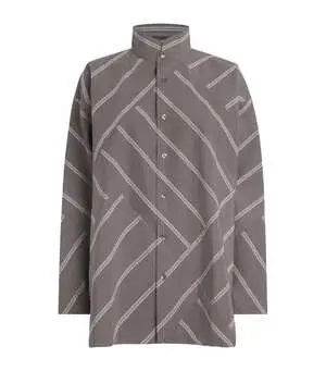 Eskandar Geometric Print Cotton Shirt - Grey