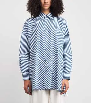 Eskandar Stripe Wide A-line Shirt