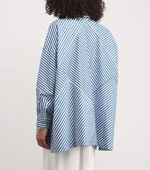 Eskandar Stripe Wide A-line Shirt