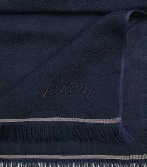 Brioni Cashmere Fringed Scarf - Blue